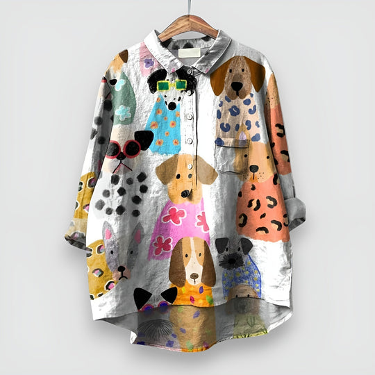 GERDA | Dog Print Blouse – Emma & Jack Boston