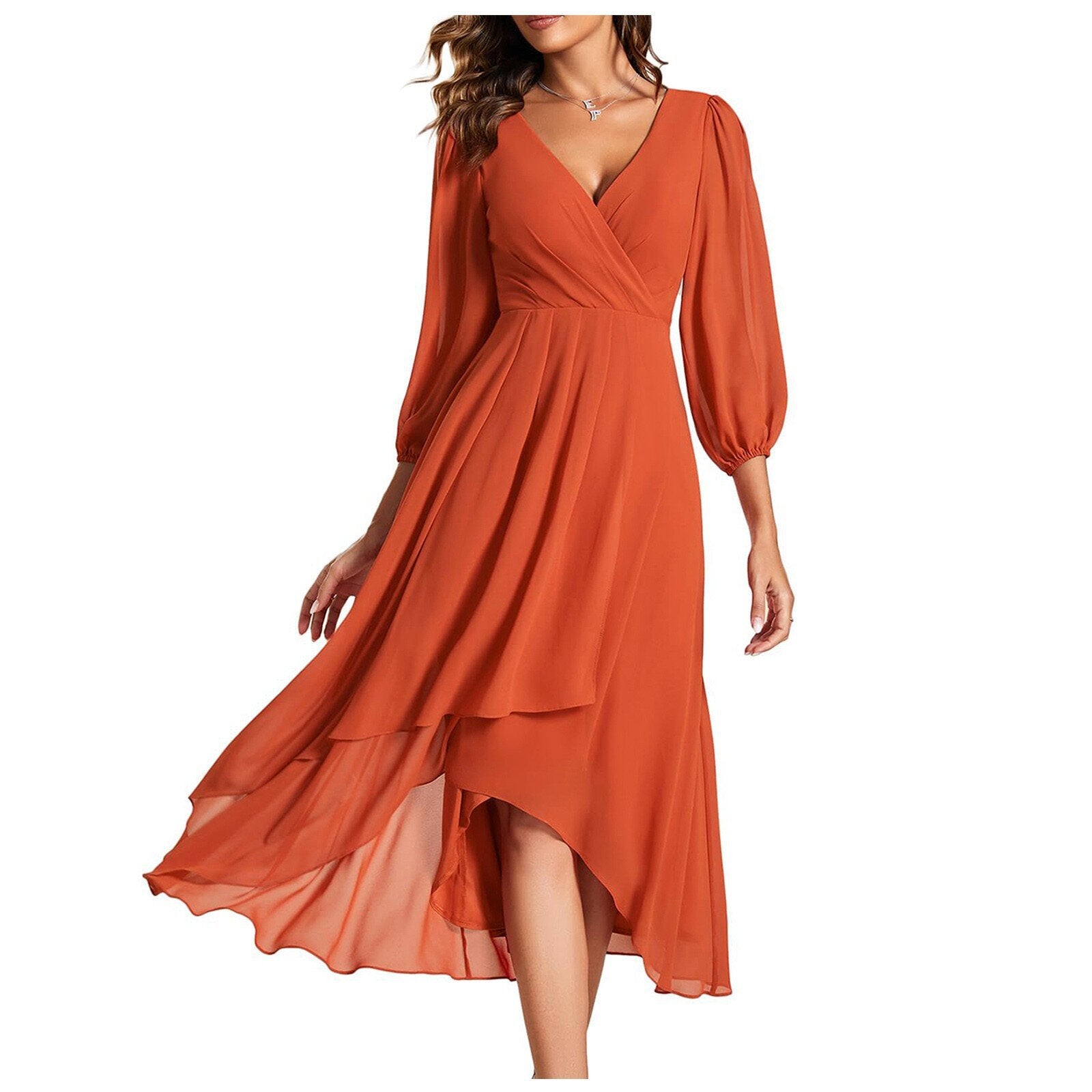 Laia - Long-sleeved dress with V-neckline – Emma & Jack Boston